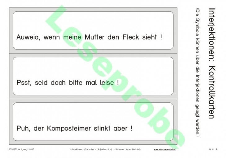 Interjektionen, Adj. blau - Farbsystem "blau" - Wortarten - Grammatik ...